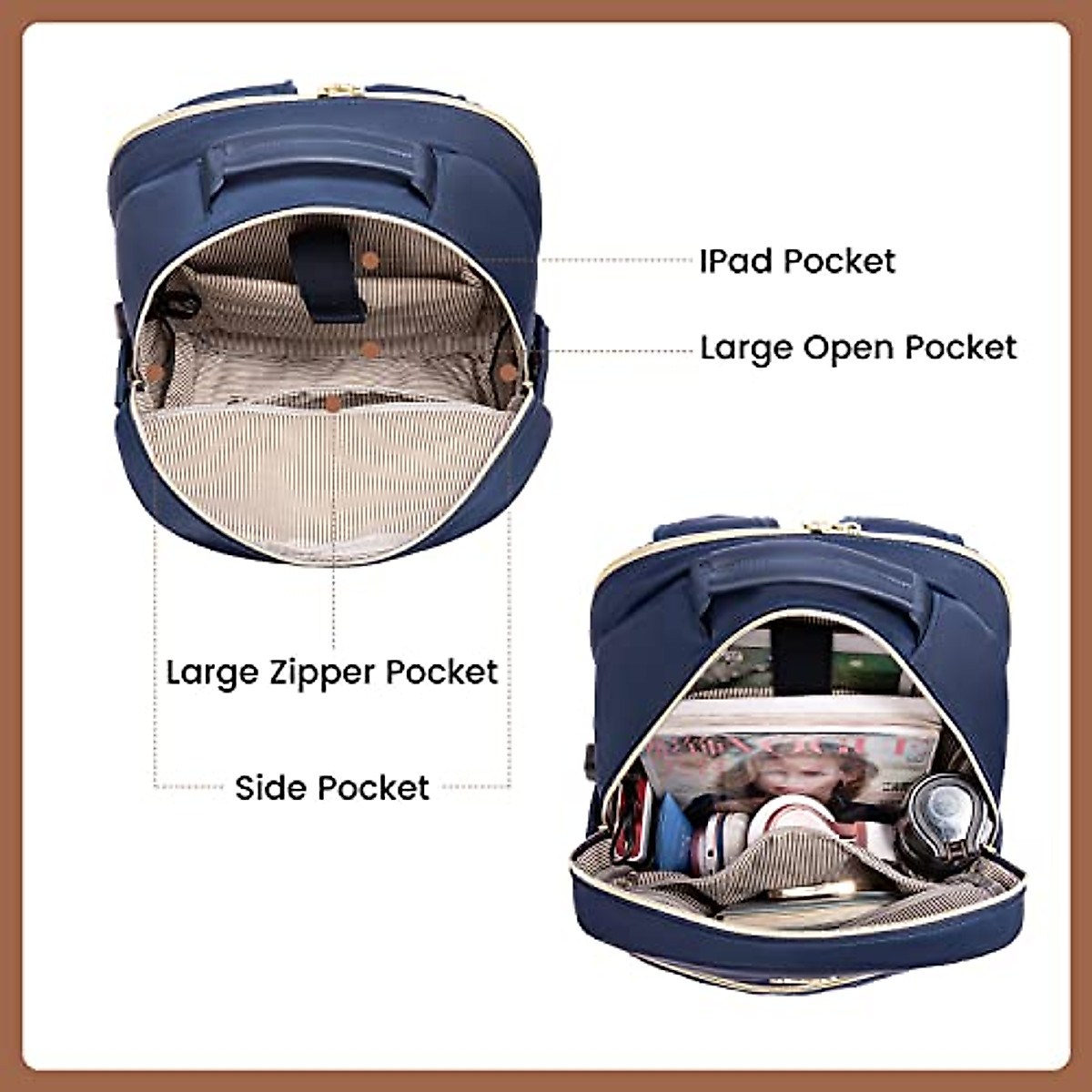 LOVEVOOK Laptop Backpack for Women, Quilted Business Travel 15.6-inch Computer Bag, Doctor Nurse Backpack Purse for Work, Navy