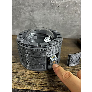 MunnyGrubbers - Castle Dice Popper V2 - Dice Jail - for TTRPG & Board Games - (Random 7PCS D20 Dice Set Included) - Dice Roller - Dice Tower - Dice Holder - Dungeons and Dragons - DND - (Gray)