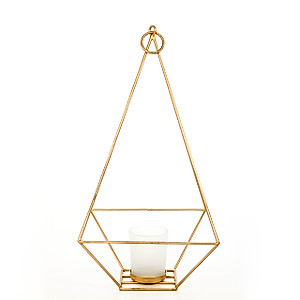 Hosley's 11.5" High, Gold Finish Tealight/Votive Holder Lantern with Votive Frosted Candle Holder. Ideal Gift for Weddings, Special Events, Parties LED Candle Gardens, Spa, Aromatherapy O5