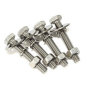 M10-1.5 x 60mm Hex Head Bolts, Hex Nuts, Extra-Large and Thick Flat & Lock Washers, Fully Threaded, 304 Stainless Steel, 4 Sets