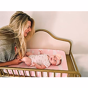 Changing Pad Cover – Premium Baby Changing Pad Covers 4 Pack – Girl Changing Pad Cover – Pure Jersey Machine Washable Pink and White Changing Table Cover – Diaper Changing Pad Cover Sheets