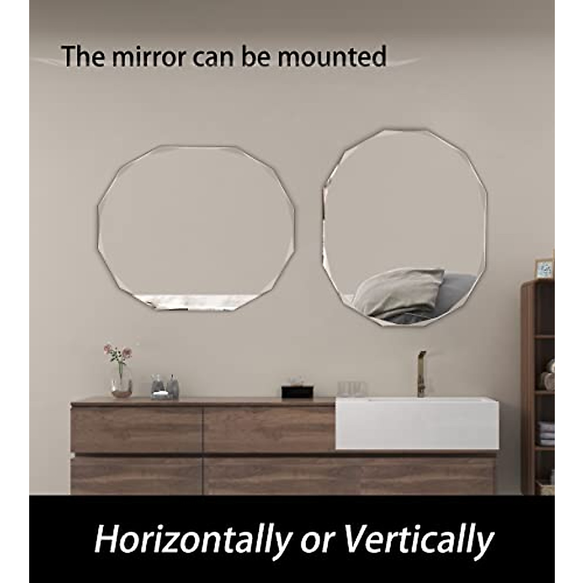 SNUGACE Single Beveled Edge Frameless Wall Mount Bathroom Vanity Mirror, 20” X 28”