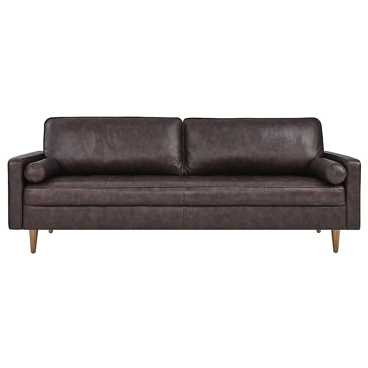 Modway Valour 88" Modern Style Leather and Dense Foam Sofa in Brown Finish