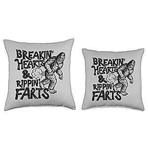 Giant Step Design Co. Breaking Hearts Ripping Farts Funny Bigfoot Sasquatch Gas Throw Pillow, 18x18, Multicolor
