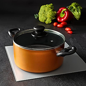 Moss & Stone 4 Peice Nonstick , Aluminum, Copper Pots and Pans Set with Glass Lid, Copper Cookware Set