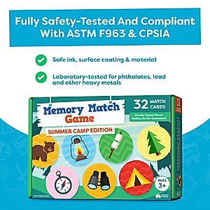 Matching Game - Memory Games for Kids Ages 4-8 - Matching Games for Toddlers 3-5 - Memory Matching Games for Kids Camping - Toys for Kids Games - Preschool Game - Board Games for Kids