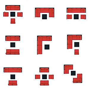 Grezone Patio Furniture Set 7 Piece Outdoor Wicker Sectional Sofa - All Weather PE Rattan Couch Conversation Set with Cushion & Glass Top Table for Backyard Deck Porch,Red