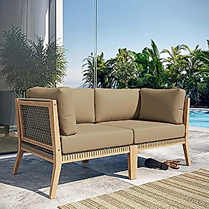 Modway Clearwater Love Seats, Loveseat, Gray Light Brown