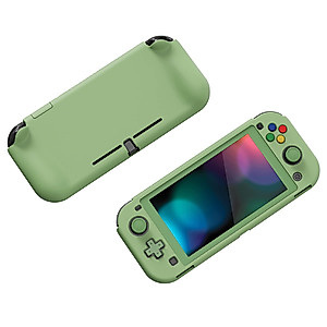 PlayVital ZealProtect Protective Case for Nintendo Switch Lite, Hard Shell Ergonomic Grip Cover for Nintendo Switch Lite w/Screen Protector & Thumb Grip Caps & Button Caps - Matcha Green