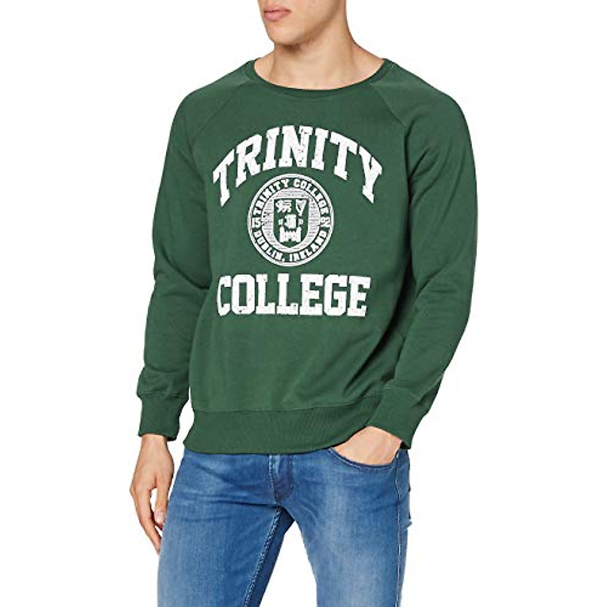 Bottle Green and White Trinity College Dublin Ireland Seal Sweatshirt (Green, XX-Large)