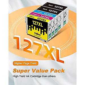 127 127XL T127 Remanufactured Ink cartridges for Epson T127 127 XL Ink Cartridge to use for Workforce 545 845 645 WF-3540 WF-3520 WF-7010 WF-7510 WF-7520 NX530 NX625 Printer (5 Pack)