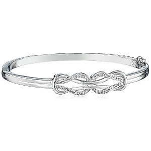 Amazon Essentials Sterling Silver Diamond Double Knot Bangle Bracelet (1/4 cttw, J Color, I3 Clarity) (previously Amazon Collection)