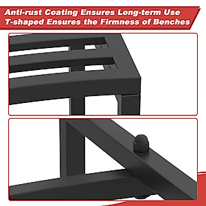 Mingyall Metal Curved Fire Pit Bench Set of 4, Outdoor Fire Pit Seating, Coated Black Metal Outside Bench, Steel Backless Fire Pit Bench for Garden, Patio, Porch, Backyard