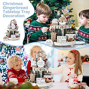 Thyle 16 Pcs Winter Tiered Tray Decor Set Wooden Winter Ornament Rustic Farmhouse Decorations for Gifting Table Home Decor