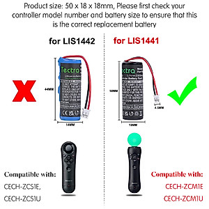 Tectra 2-Pack LIS1441, LIP1450 Battery Compatible with Sony PS3 PlayStation 3 Move Motion Controller CECH-ZCM1E, CECH-ZCM1U