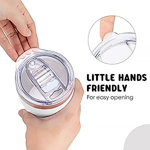 Mollcity Kids Tumbler-9 oz Tumbler with Lid and Straw-Stainless Steel Vacuum Insulated Water Cup for Kids,BPA Free (White)