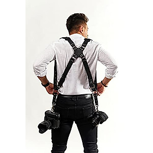 Camera Accessories Dual Harness Two Cameras -Shoulder Leather Strap - Multi Gear Double Camera Accessories DSLR/SLR ProInStyle strap by Coiro