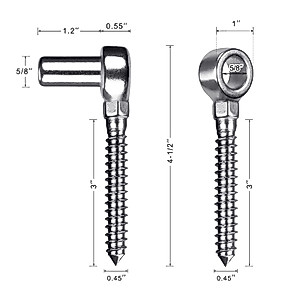 Insaga Gate Hinges, 304 Stainless Steel Wood Gate Hinge, M12 Hook and Eye Hinges, Partial Thread Gate Bolt Hook, Gate Hardware for Wooden Gates Fences, 1Pair