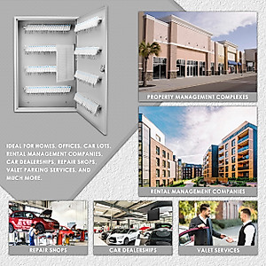 Barska Key Lock Key Cabinet Lock Box with Numbered Hooks and Tags - 160 POSITION - WHITE TAGS