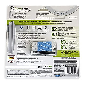 Good Earth Lighting LED Indoor/Outdoor Rechargeable Bluetooth Speaker Light - White, IP65, 4000K, 150 Lumens, Light Timer, USB Charging Cord Included, 30,000 Hour Rated Lamp Life