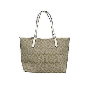 Coach City Tote In Signature Canvas With Horse And Carriage Patchwork Graphic in Gold/Light Khaki Multi