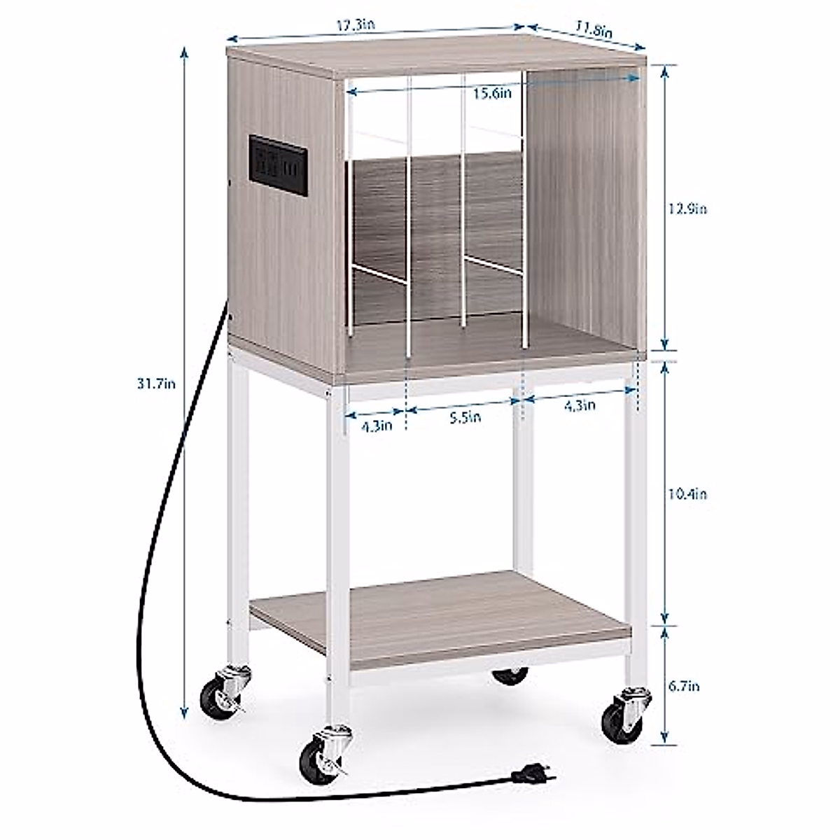 Melos Record Player Table with 3-Tier Vinyl Record Storage Cabinet, Turntable Stand, End Table, Nightstand for Living Room, Bedroom, Office (White)