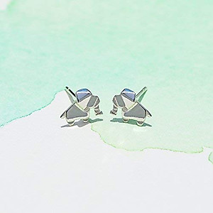 Boma Jewelry Sterling Silver Origami Elephant Stud Earrings