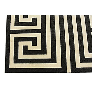 Unique Loom Athens Collection Classic Geometric Modern Border Design Area Rug, 9 ft x 12 ft, Black/Beige