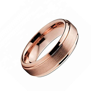 Personalized Rose Gold Tungsten Ring Set Custom Engraved Free - Couple's Ring Set - Wedding Band Set - Ships from USA