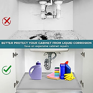 XDS The Original Under Sink Mat for Kitchen Waterproof, 34''x22'' Silicone Under Sink Liner, Cut to Fit Under Sink Tray for Kitchen Cabinets, Preventing Drips, Leaks, Spills (Light Gray)