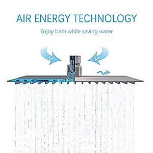 Derpras 16 Inch Square Rain Shower Head, 304 Stainless Steel, Ultra Thin High Pressure Bathroom Rainfall Showerhead (Brushed Nickel) (324 Jets)