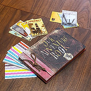 T-HAOHUA Anniversary Photo Album Scrapbook - Our Adventure Book Wedding Photo Album Scrapping 11.6"x7.5" inches, 80 Pages - Includes Bonus 5 Postcards and 5 Self-Adhesive Photo Corners