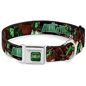 Dog Collar Seatbelt Buckle She Hulk Comic Book Cover Poses Rocks 15 to 26 Inches 1.0 Inch Wide, DC-WXM022-L