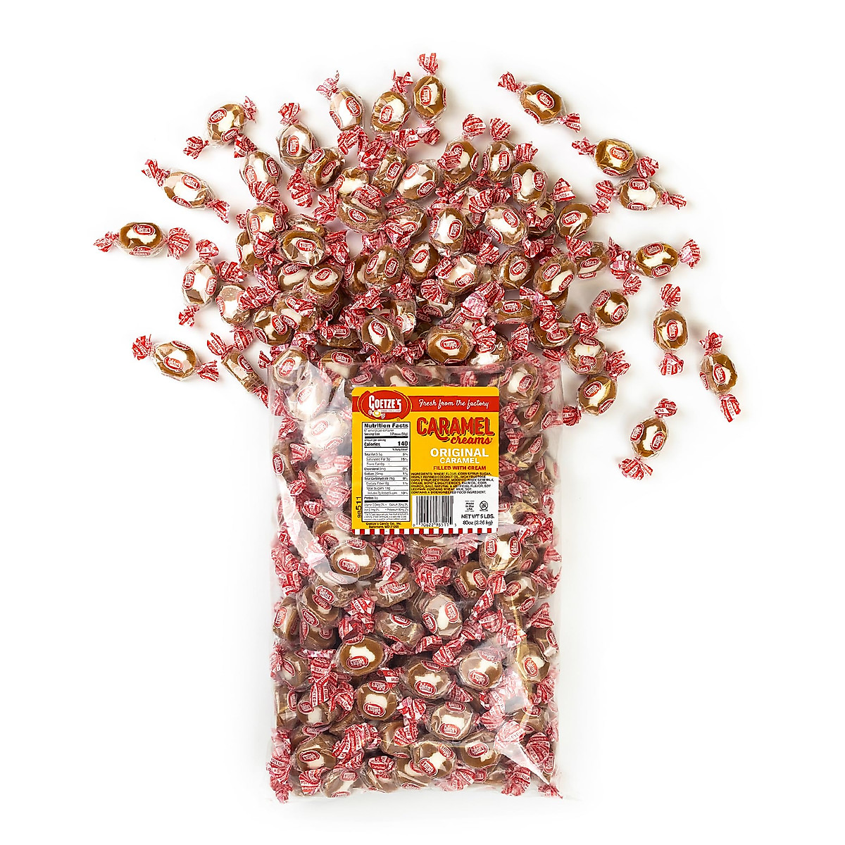 Goetze's Candy Vanilla Caramel Creams - 5 Pound Bag (80 Ounces) - Fresh from the Factory