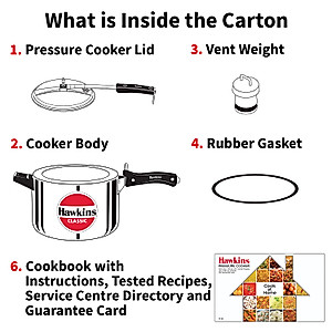 Hawkins Classic CL8W 8 L Aluminum Pressure Cooker, Medium, Silver, 8-Liter Wide Body