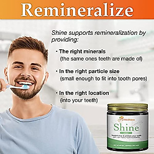 OraWellness Shine Remineralizing Tooth Powder with Hydroxyapatite, Natural Teeth Whitening Powder, Tooth Stain Remover and Polisher, Fresh Mint