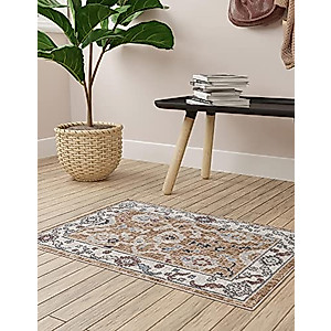 Rugs.com Eco Traditional Collection Rug – 5' x 8' Almond Beige Medium Rug Perfect for Bedrooms, Dining Rooms, Living Rooms