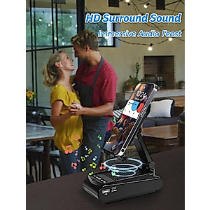 Gifts for Men or Women, Cell Phone Stand with Wireless Bluetooth Speaker, Adjustable Non-Slip Portable Tablet Holder, Desktop Cool Tech Gadgets for Mens Boys, Unique Birthday Gift Ideas for Mom Dad