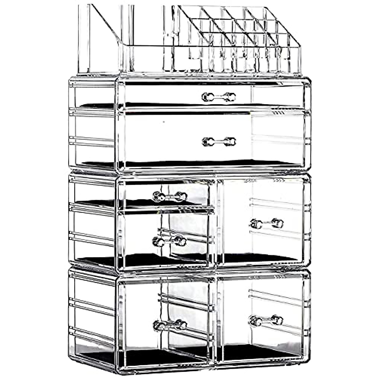 Cq acrylic Makeup Organizer Skin Care Large Clear Cosmetic Display Cases Stackable Storage Box With 7 Drawers For Vanity,Set of 4