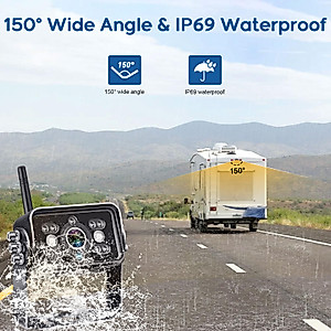 Yakry RV Backup Camera Wireless System - 7'' HD Reverse Camera for Truck with DVR Monitor -Bluetooth Trailer Back up Camera with Night Vision Waterproof -Rear View Camera for Furrion Pre-Wired RVs Y22