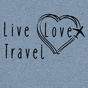 Women Funny Travel Vacation Shirts Airplane Heart Girls' Trip Tops Graphic Printed Workout Casual Cute Tee, Blue L