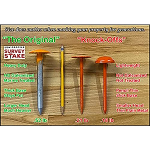 Survey Marker - 4 Pack - Low Profile Survey Stakes (Hi-Vis Orange)