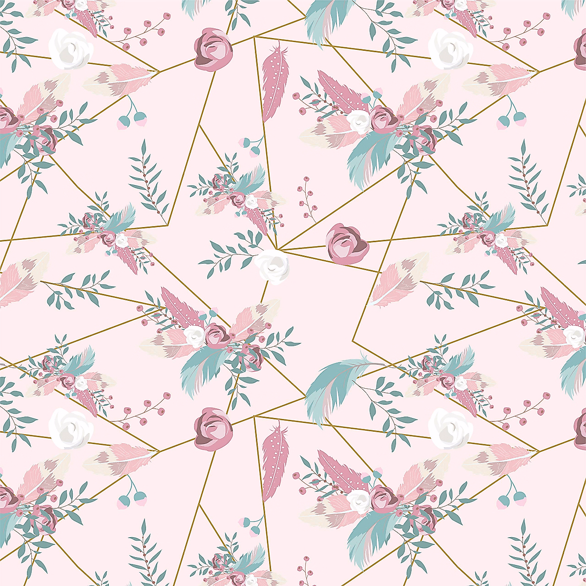 Stesha Party Pink Floral Wrapping Paper All Occasion - Folded Flat 30 x 20 Inch (3 Sheets)