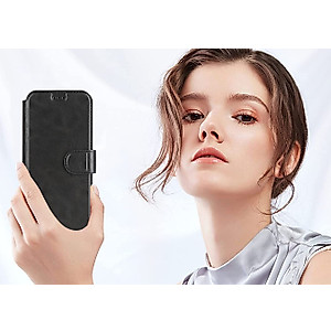 RTYJZ for TCL 30Z Case, for TCL 30Z Wallet Case with Tempered Glass Screen Protector with Card Holder Kickstand Magnetic,PU Leather Flip Case for Alcatel TCL 30Z 30LE 30 Z 4G LTE T602DL (Black)