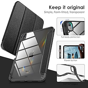 VIKESI Case for iPad (A16) 11-inch 2025 and iPad 10th Generation 10.9 Inch 2022, Clear Back and TPU Shockproof Frame Cover [Built-in Pencil Holder, Support Auto Sleep/Wake] - Black Opal