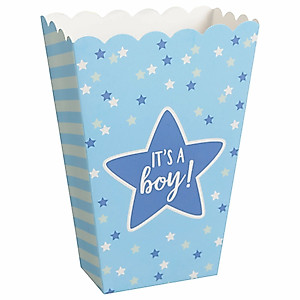 Delightful Blue Baby Shower Popcorn Boxes - 5.25" x 3.75"x 1.5" (Pack of 20) | Premium Quality Paper | Perfect for Baby Boy Showers & Gender Reveals