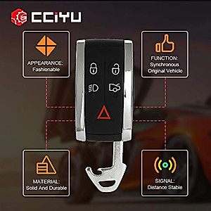 cciyu 1 X Flip Key Fob Uncut Blade (SHELL CASE) 5 Buttons Replacement for 07-15 for Jaguar XF XK8 XKR XK Keyless Entry Remote for Smart Key W/Insert with FCC: KR55WK45694 KR55WK49244