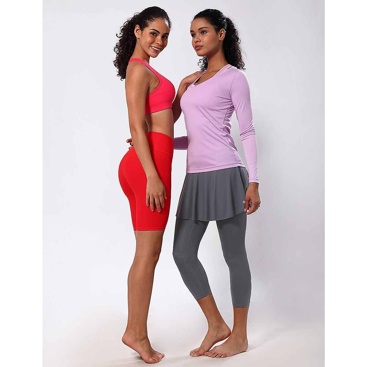 BUBBLELIME 5"/19"/26" XXS-XL Women's UPF 50+ Adjustable Running Skort - Pleated Skort Capris_Gray Small-19 Inseam(2)