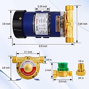 120W Home Water Pressure Booster Pump with Automatic Water Flow Switch, 115VAC, 396 GPH, 21.7 PSI, Automatic Home Water Pressure Booster Pump for Bathroom/Household.