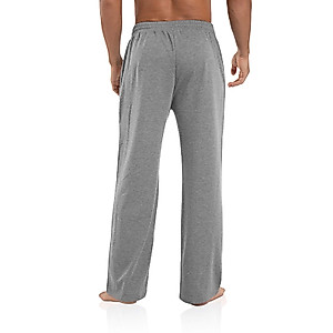 Agnes Urban Men's Joggers Sweatpants Open Bottom Straight Leg Casual Loose Fit Running Athletic Jersey Pants with Pockets Grey